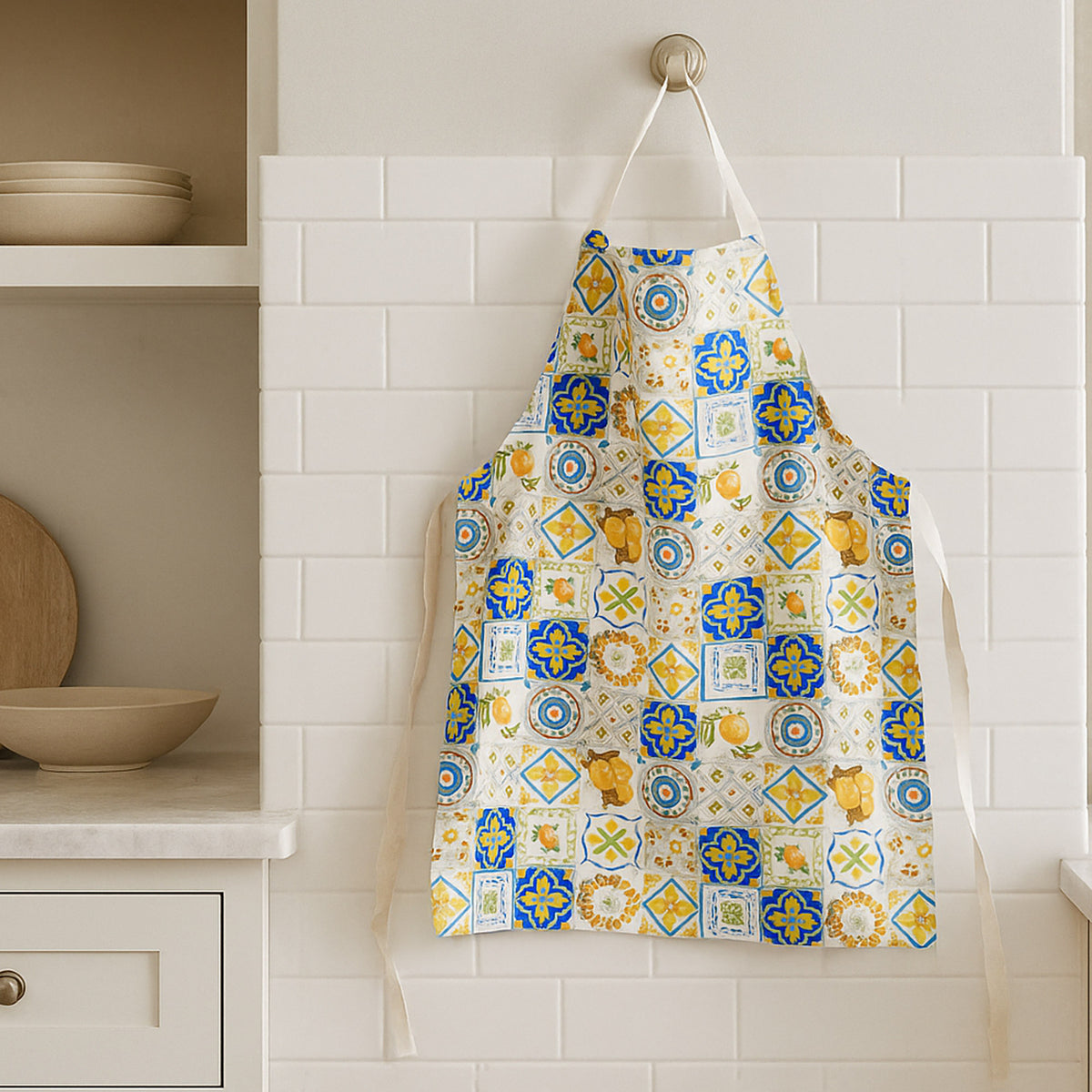 Mediterranean Tile Design Cotton Apron – HOUSETEX